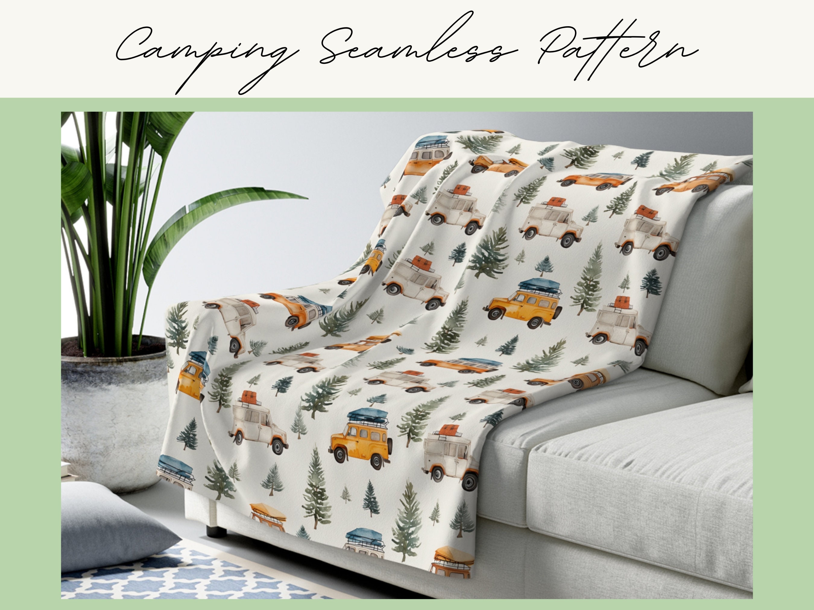 Camping Digital Paper Hiking Seamless Pattern Outdoor Wallpaper Camp ...