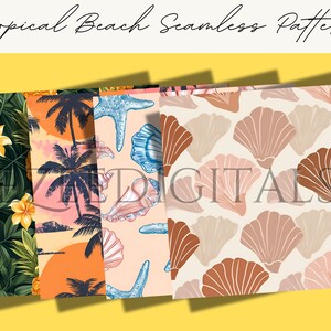 Tropical Beach Seamless Pattern Tropical Beach Digital Paper Beach ...