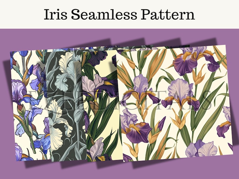 Iris Seamless Pattern Iris Digital Paper Floral Wallpaper Iris ...