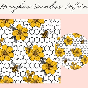 Bee Seamless Pattern Honeybee Digital Paper Bees Wallpaper Bee Digital ...