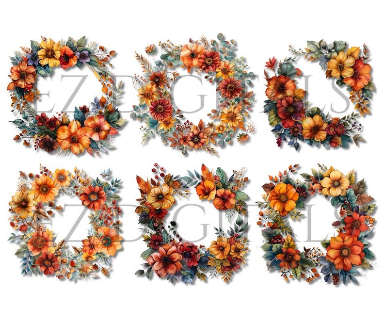 Fall Wreath Clipart Autumn Wreath Clipart Fall Wreath PNG Floral Wreath ...