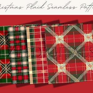 Christmas Plaid Seamless Pattern Christmas Plaid Digital Paper ...