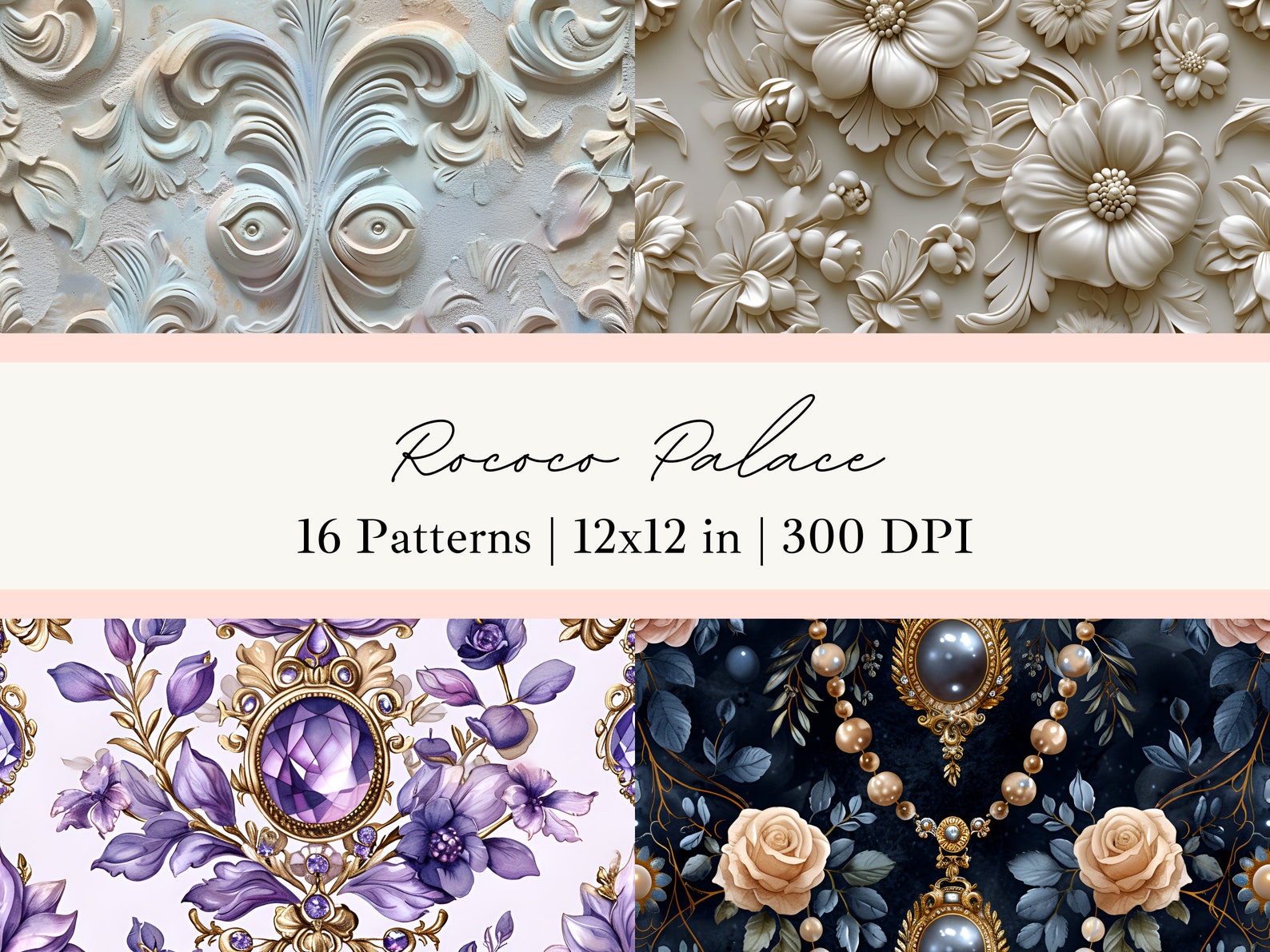 Rococo Palace Digital Paper Rococo Seamless Pattern Rococo Palace ...