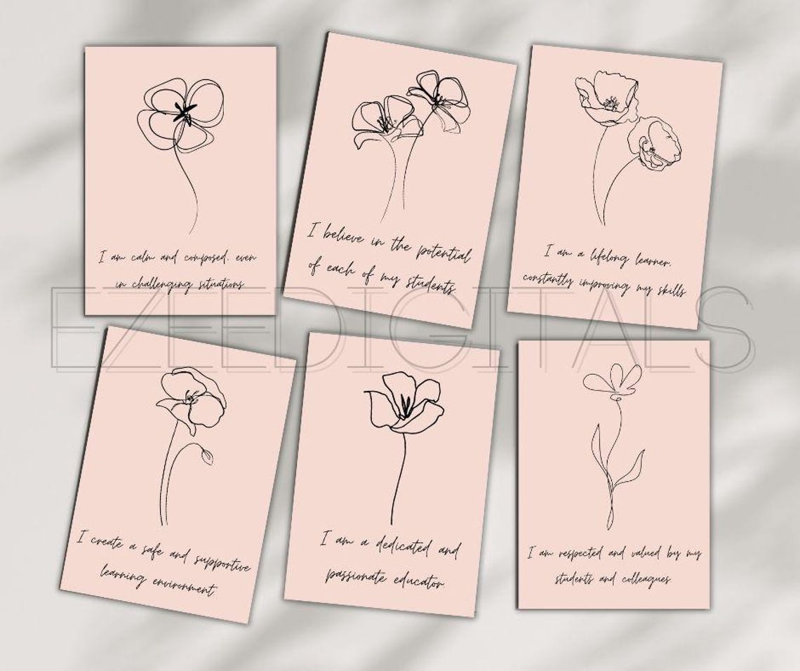 Printable Teacher Positive Affirmation Cards, Set of 50 Teacher ...