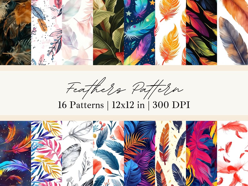 Feather Seamless Pattern Feather Digital Pattern Feathers Pattern ...