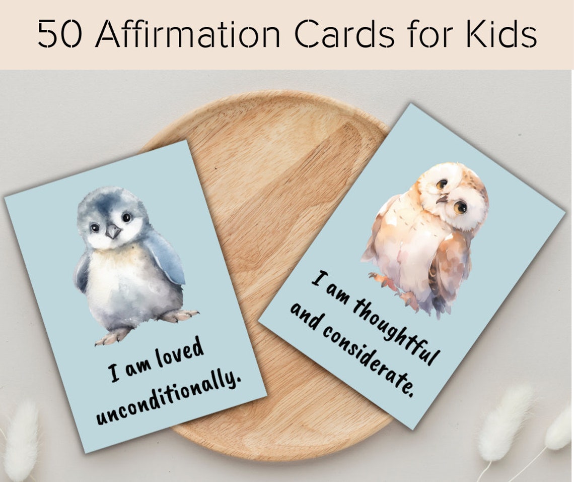 Printable Children's Positive Affirmation Cards, Set of 50 Kids ...