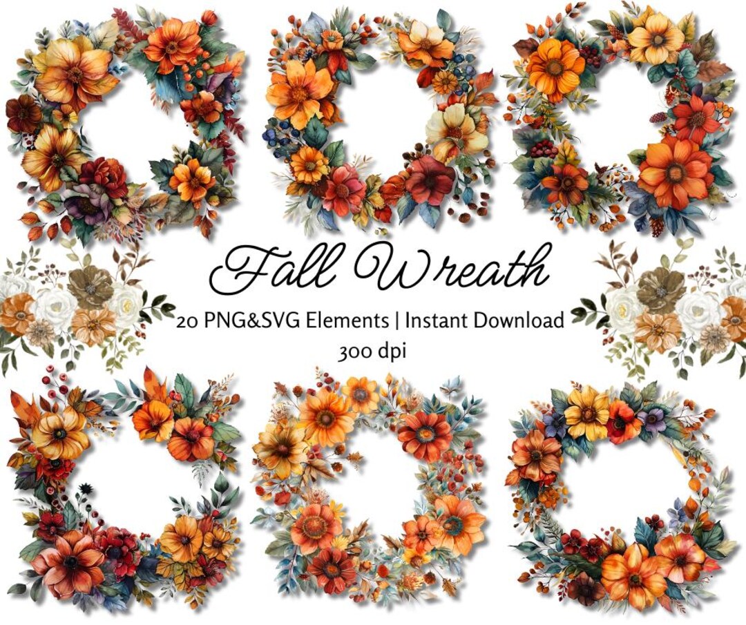 Fall Wreath Clipart Fall Wreath Clipart Fall Wreath PNG Fall Wreath SVG ...