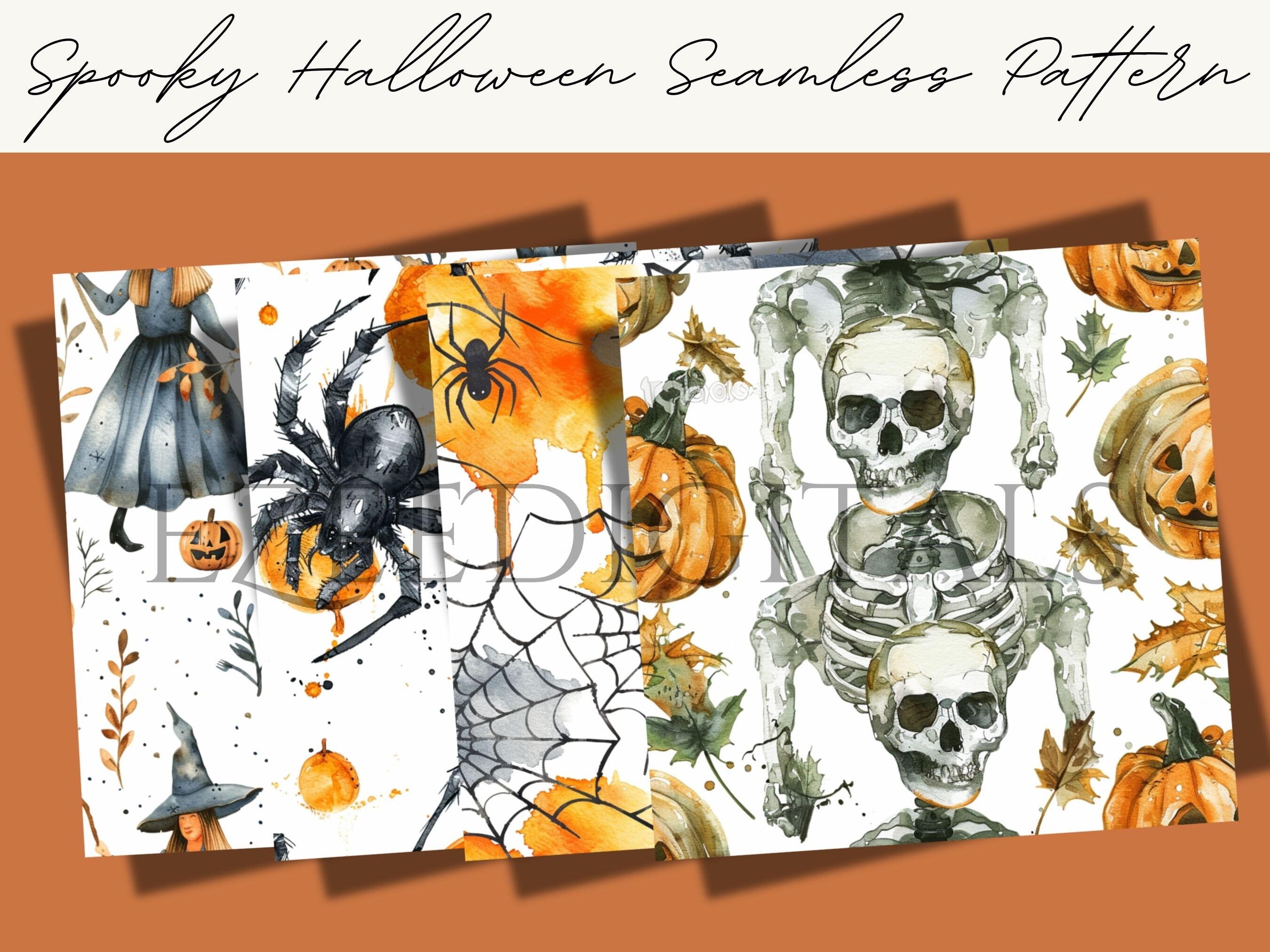 Spooky Halloween Seamless Pattern Halloween Digital Paper Halloween ...