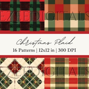 Christmas Plaid Seamless Pattern Christmas Plaid Digital Paper ...