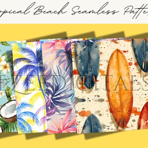 Tropical Beach Seamless Pattern Tropical Beach Digital Paper Beach ...