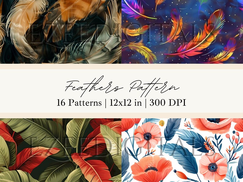 Feather Seamless Pattern Feather Digital Pattern Feathers Pattern ...