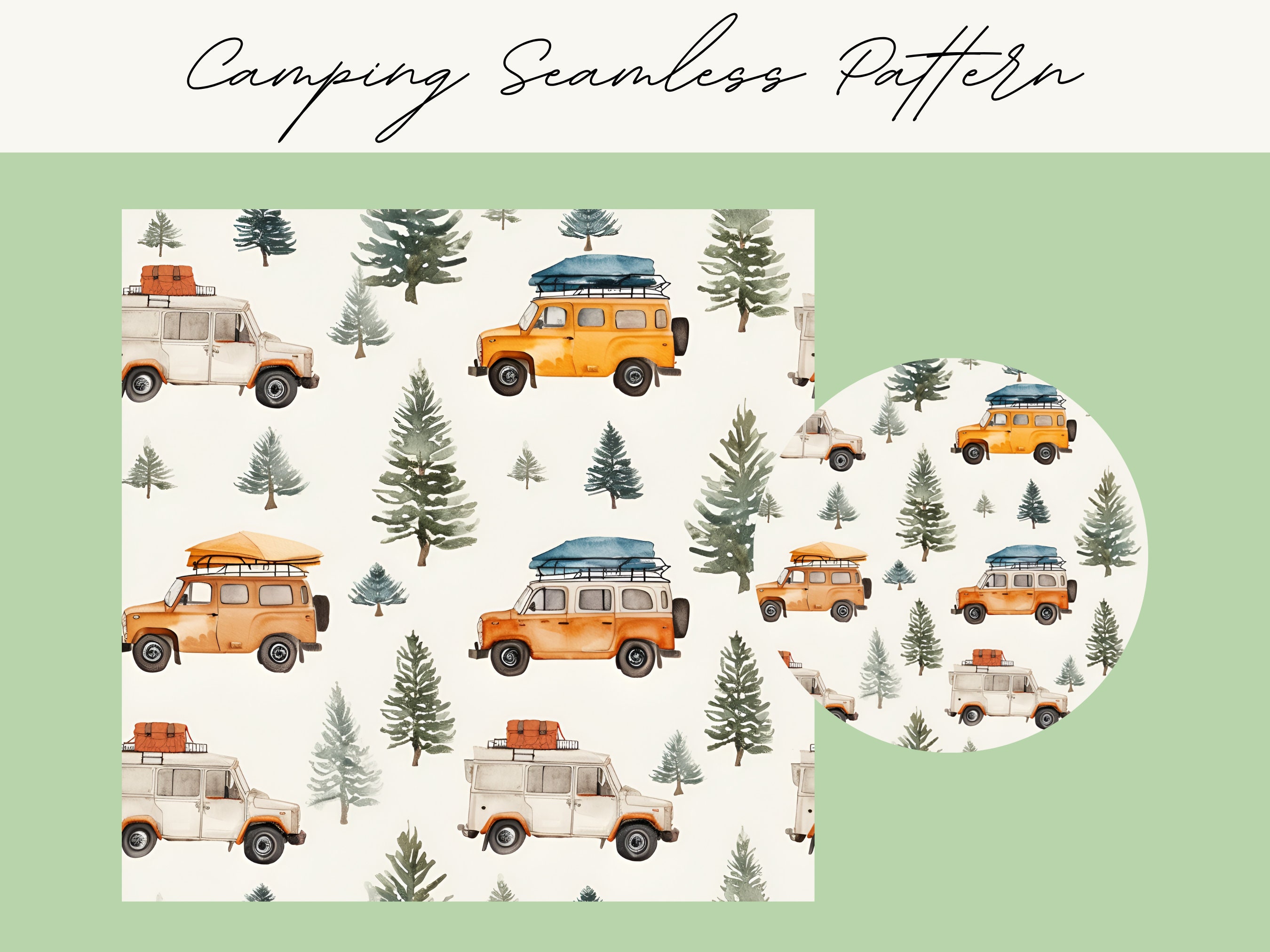 Camping Digital Paper Hiking Seamless Pattern Outdoor Wallpaper Camp ...