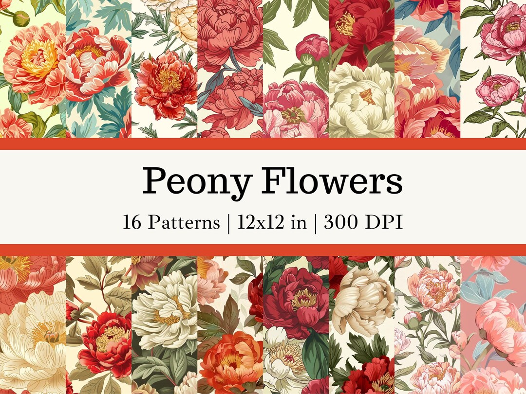 Peony Seamless Pattern Peony Digital Paper Floral Wallpaper Peony ...