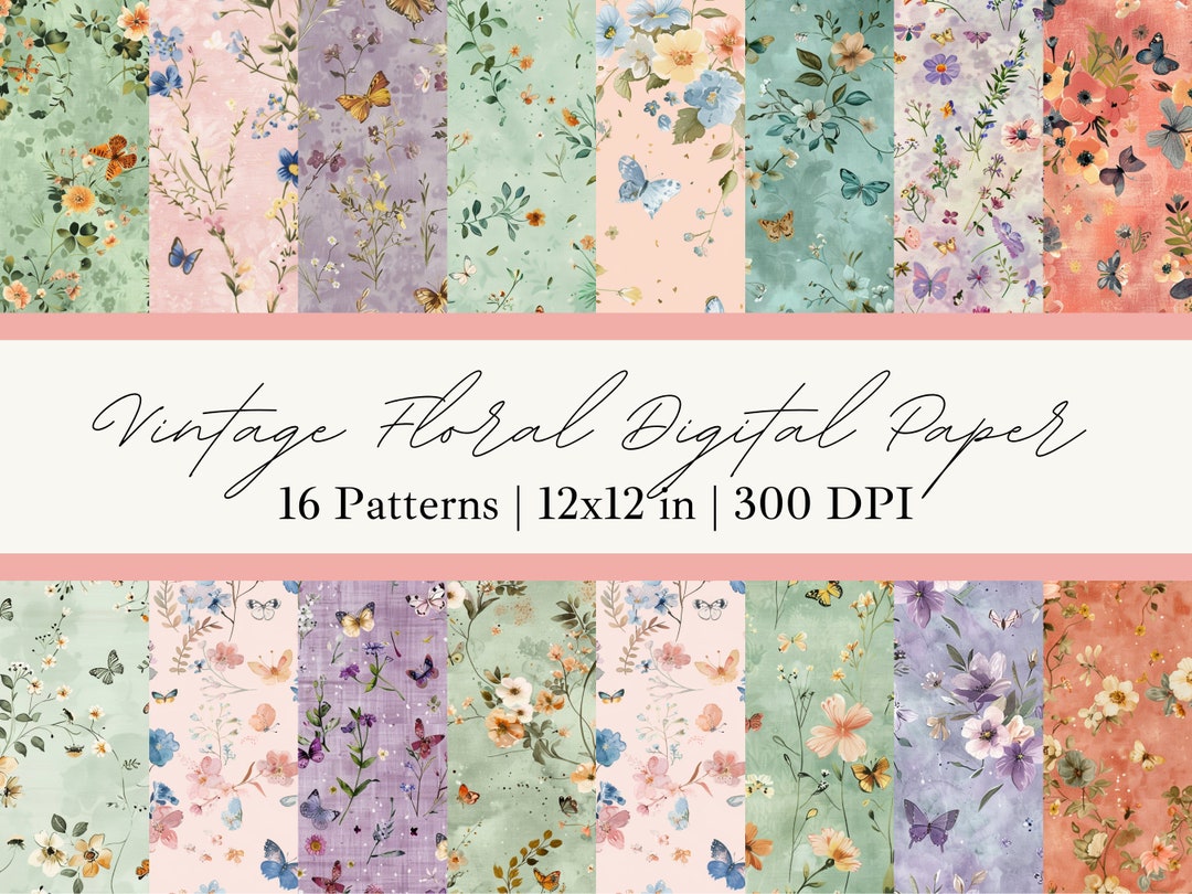 Vintage Floral Seamless Pattern Vintage Floral Digital Paper Flowers ...