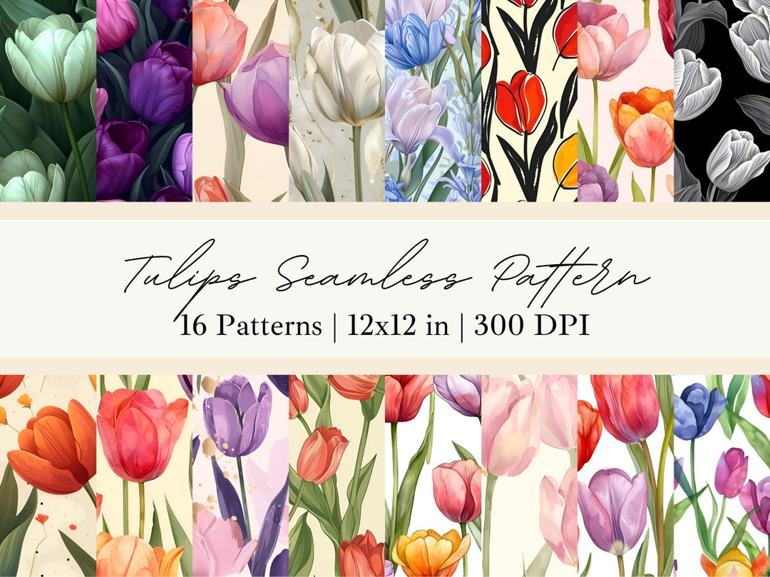 Tulips Digital Paper Tulips Digital Pattern Tulips Flower Pattern Tulip ...