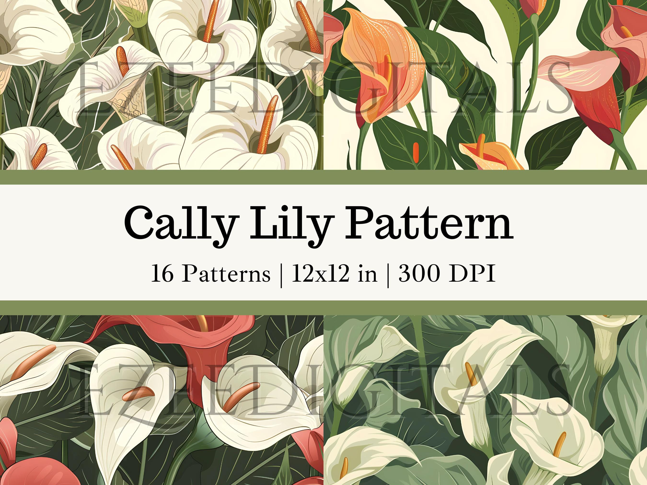 Calla Lily Seamless Pattern Calla Lily Digital Paper Calla Lily ...