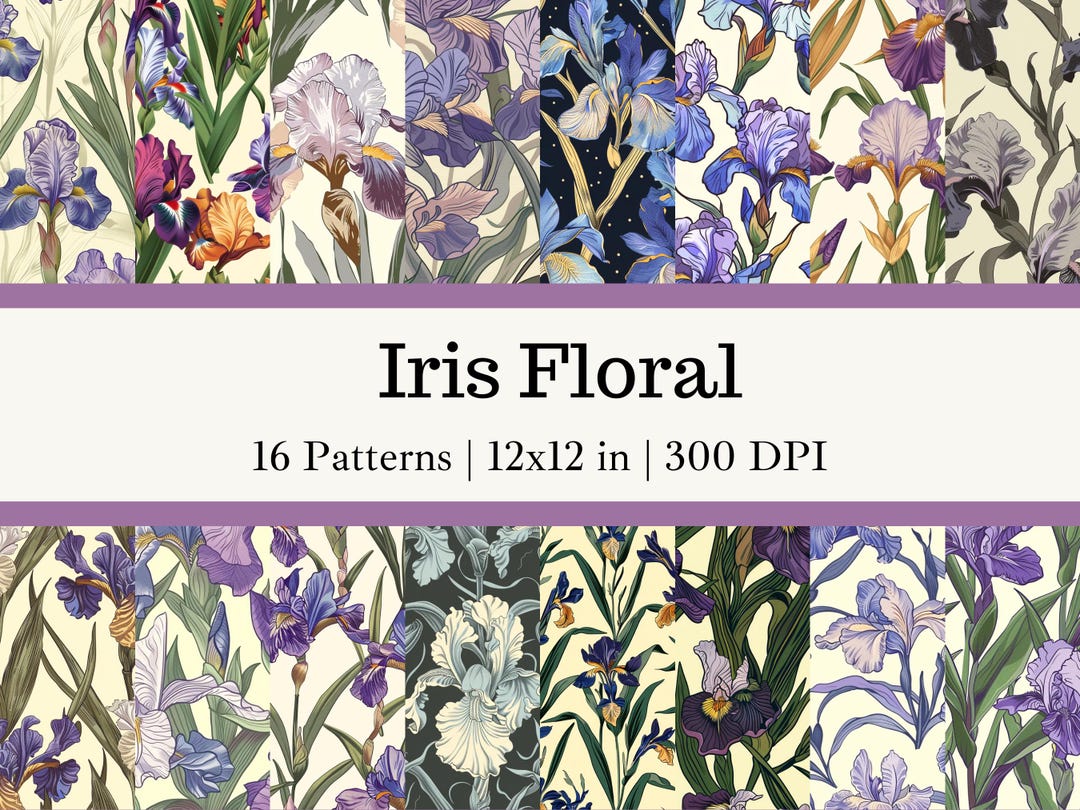 Iris Seamless Pattern Iris Digital Paper Floral Wallpaper Iris ...