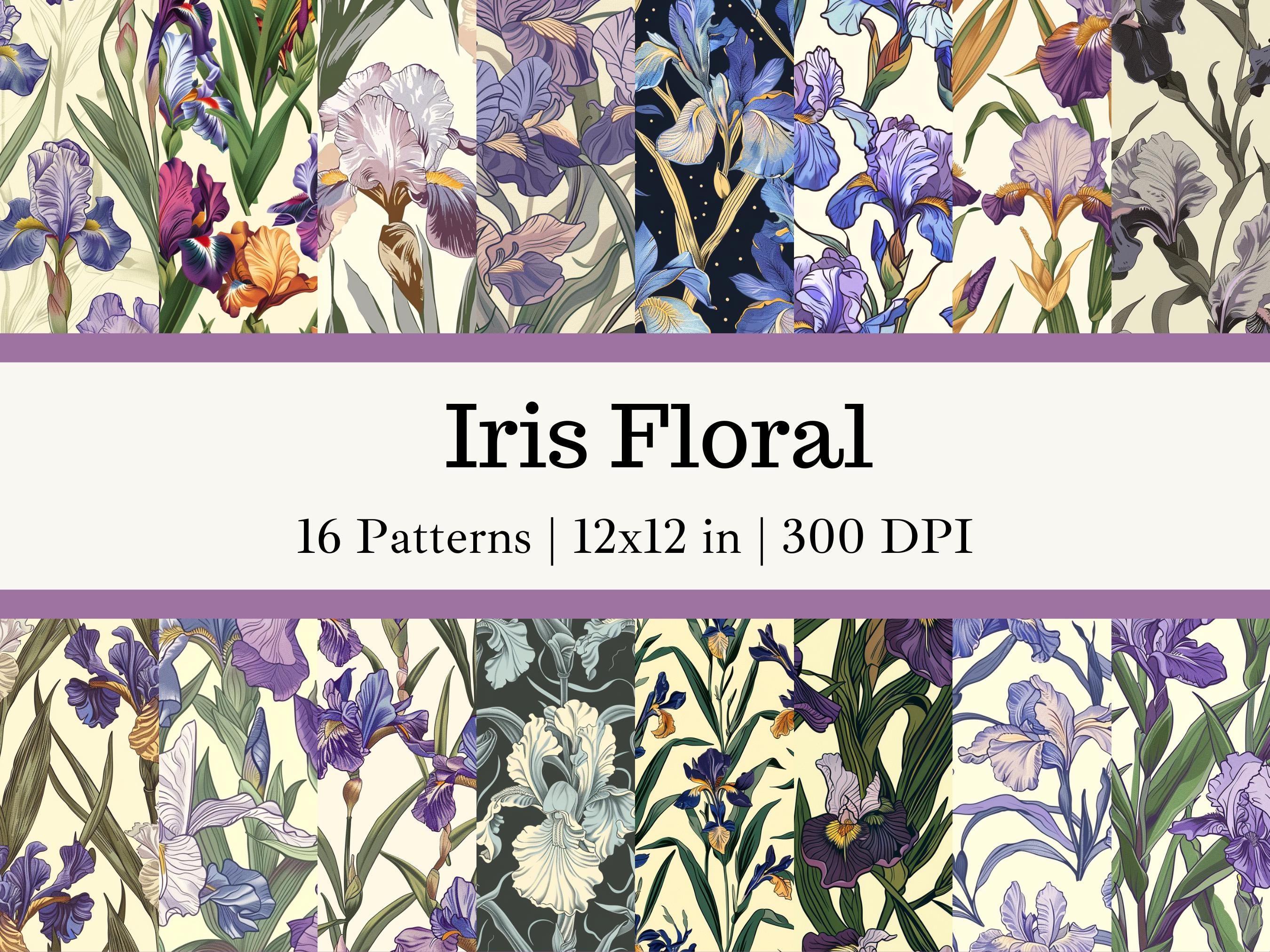 Iris Seamless Pattern Iris Digital Paper Floral Wallpaper Iris ...
