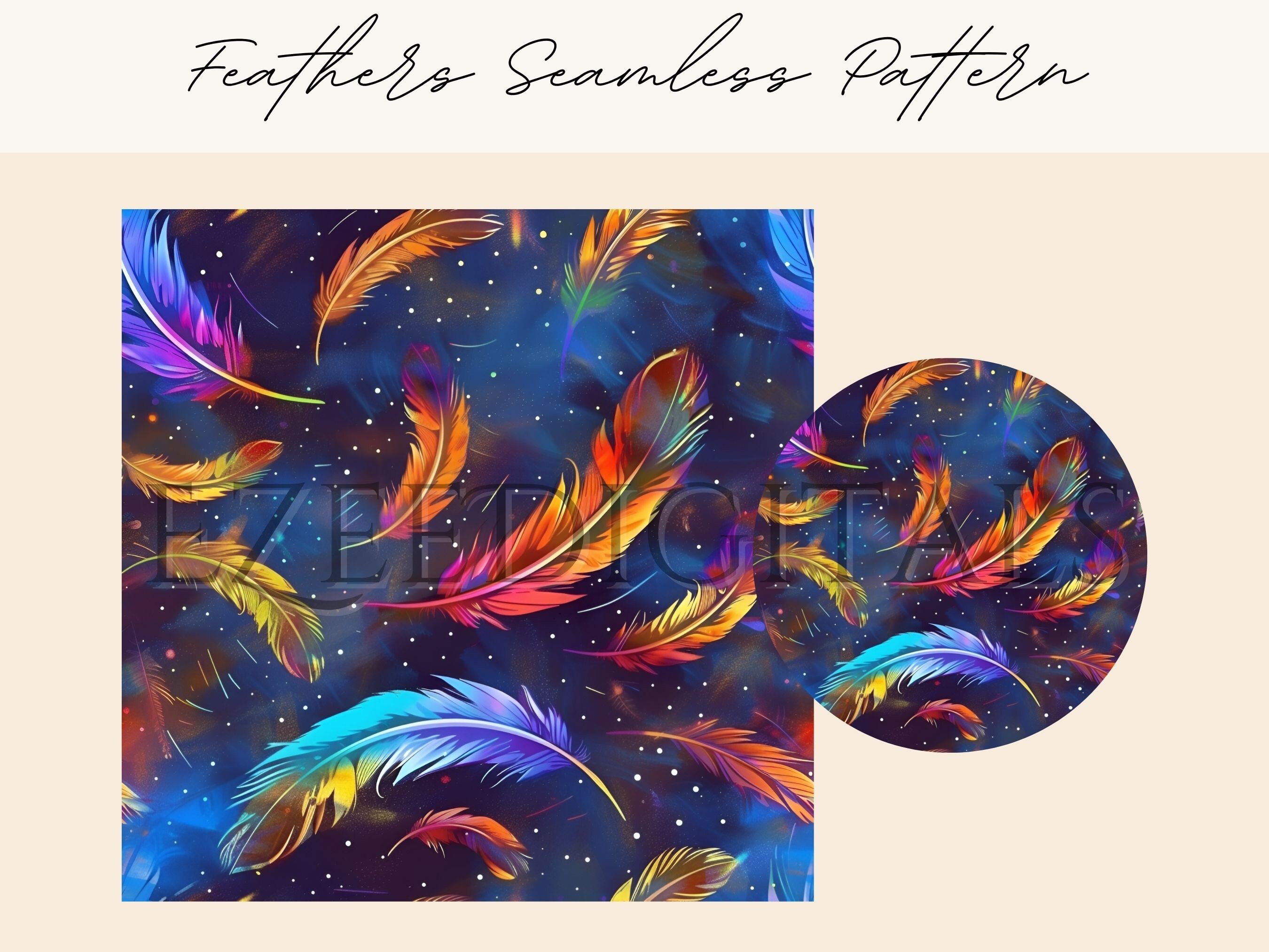 Feather Seamless Pattern Feather Digital Pattern Feathers Pattern ...