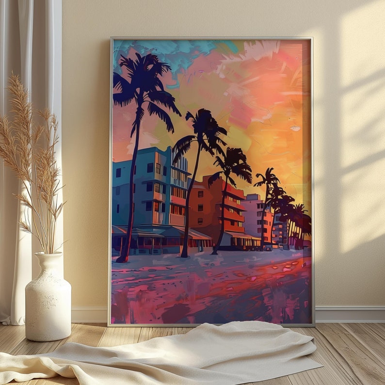 Miami Beach Wall Art Miami Beach Poster Miami Wall Art Miami Sunrise ...