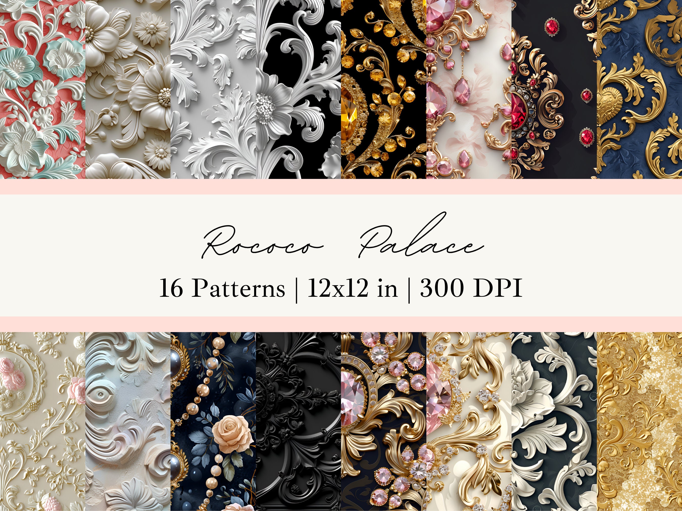 Rococo Palace Digital Paper Rococo Seamless Pattern Rococo Palace Digital Pattern Rococo Palace ...