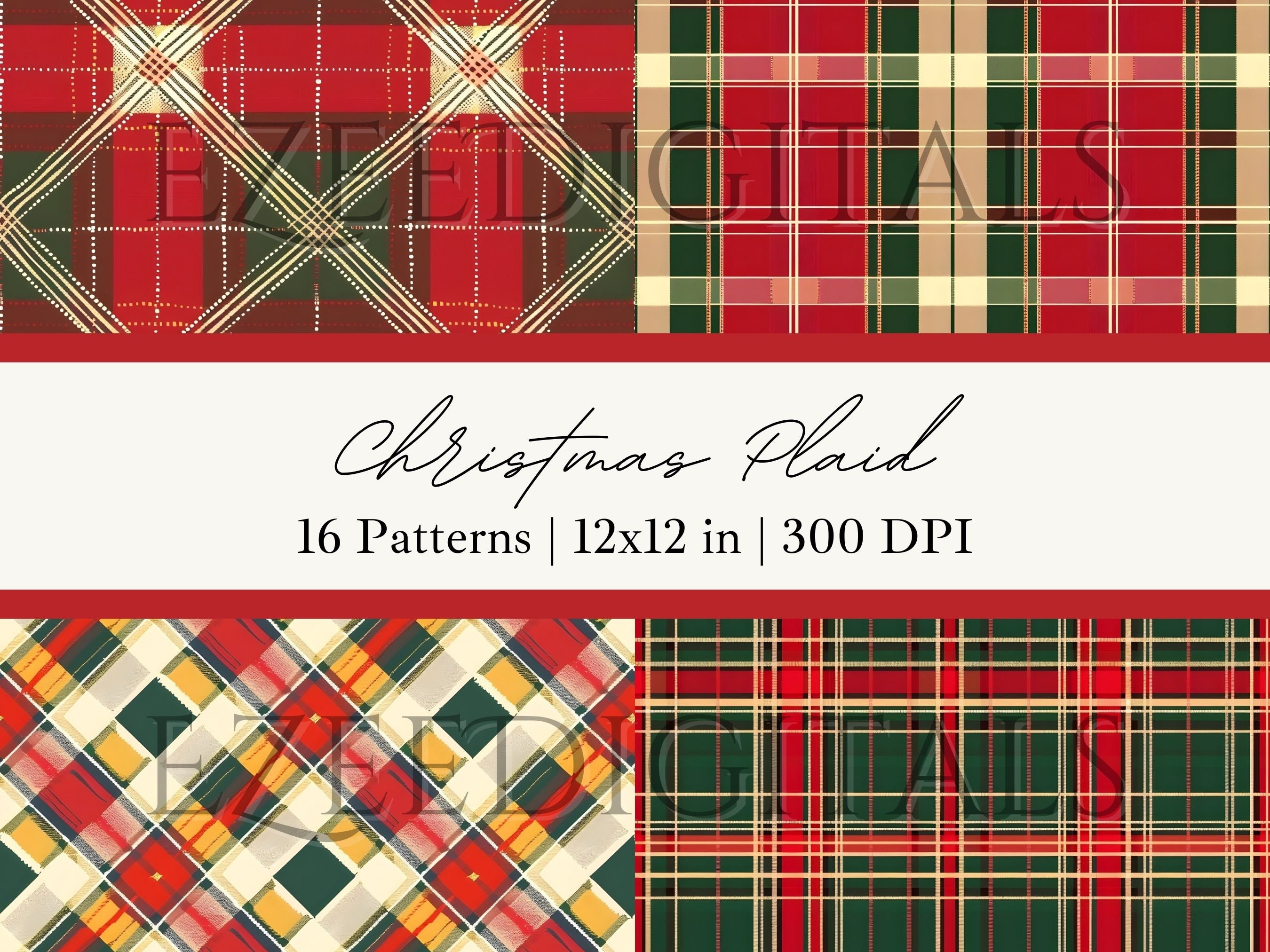 Christmas Plaid Seamless Pattern Christmas Plaid Digital Paper ...