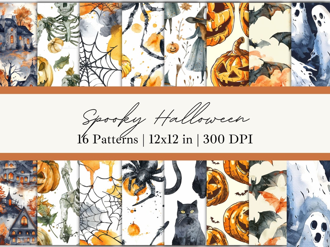 Spooky Halloween Seamless Pattern Halloween Digital Paper Halloween ...