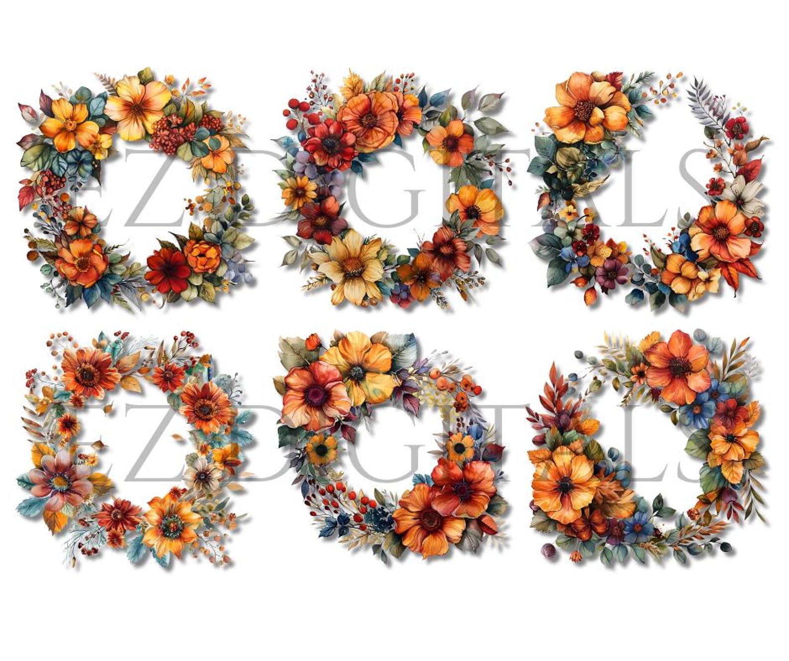 Fall Wreath Clipart Autumn Wreath Clipart Fall Wreath PNG Floral Wreath ...