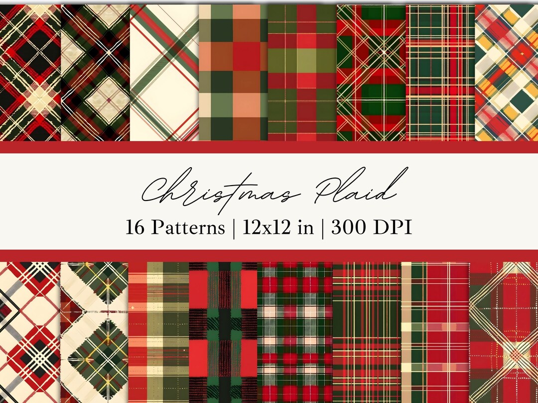 Christmas Plaid Seamless Pattern Christmas Plaid Digital Paper ...