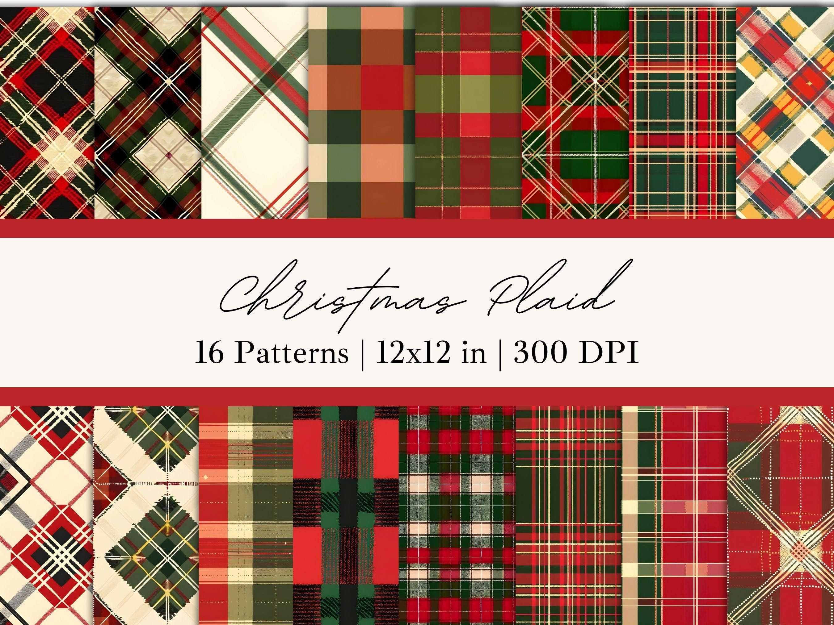 Christmas Plaid Seamless Pattern Christmas Plaid Digital Paper ...