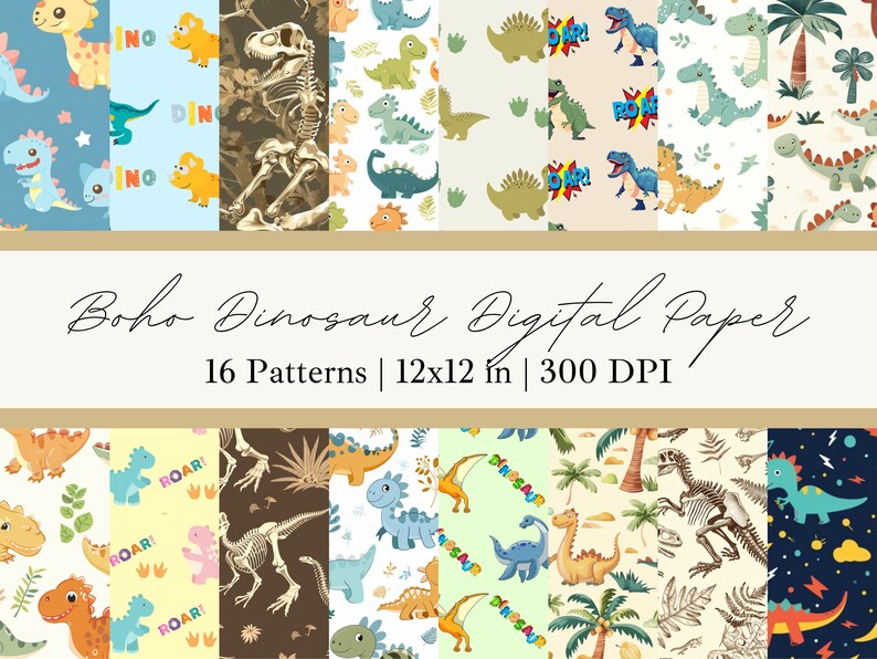 Dinosaur Seamless Digital Paper Dinosaur Seamless Pattern Printable ...