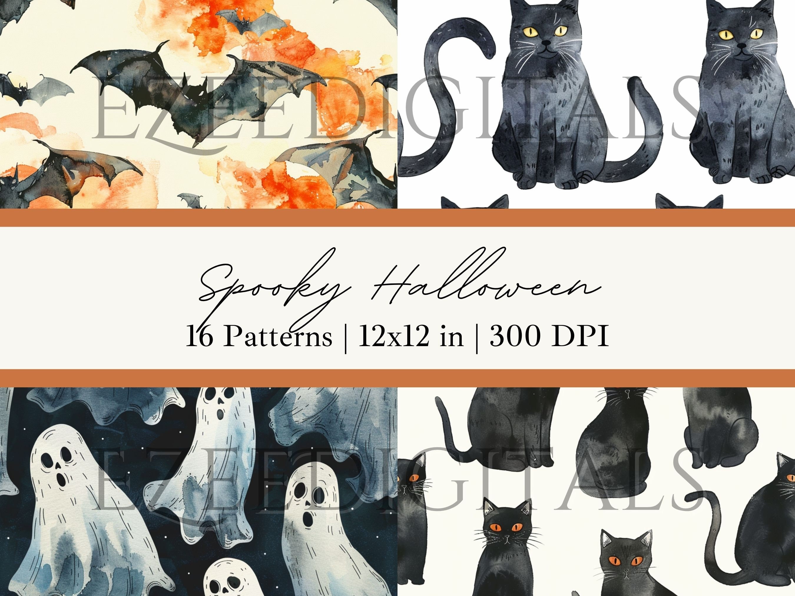 Spooky Halloween Seamless Pattern Halloween Digital Paper Halloween ...