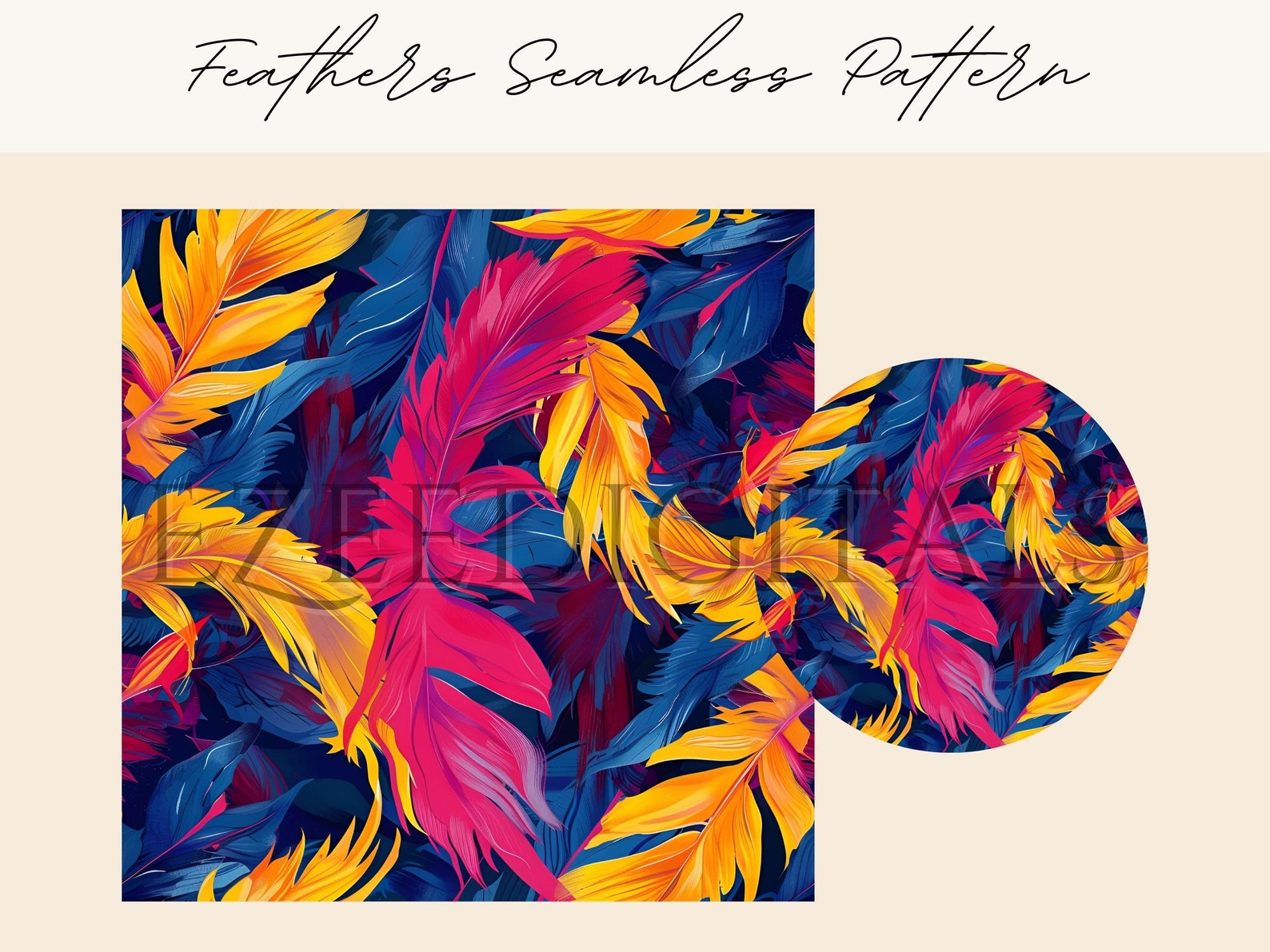Feather Seamless Pattern Feather Digital Pattern Feathers Pattern ...