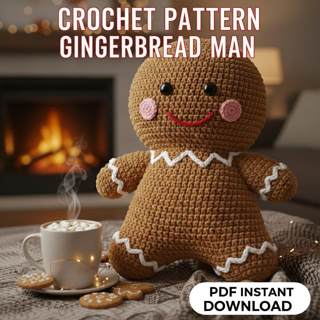 Gingerbread Man Crochet Pattern, Cushion, Christmas Cushion. 35-40 Cm ...