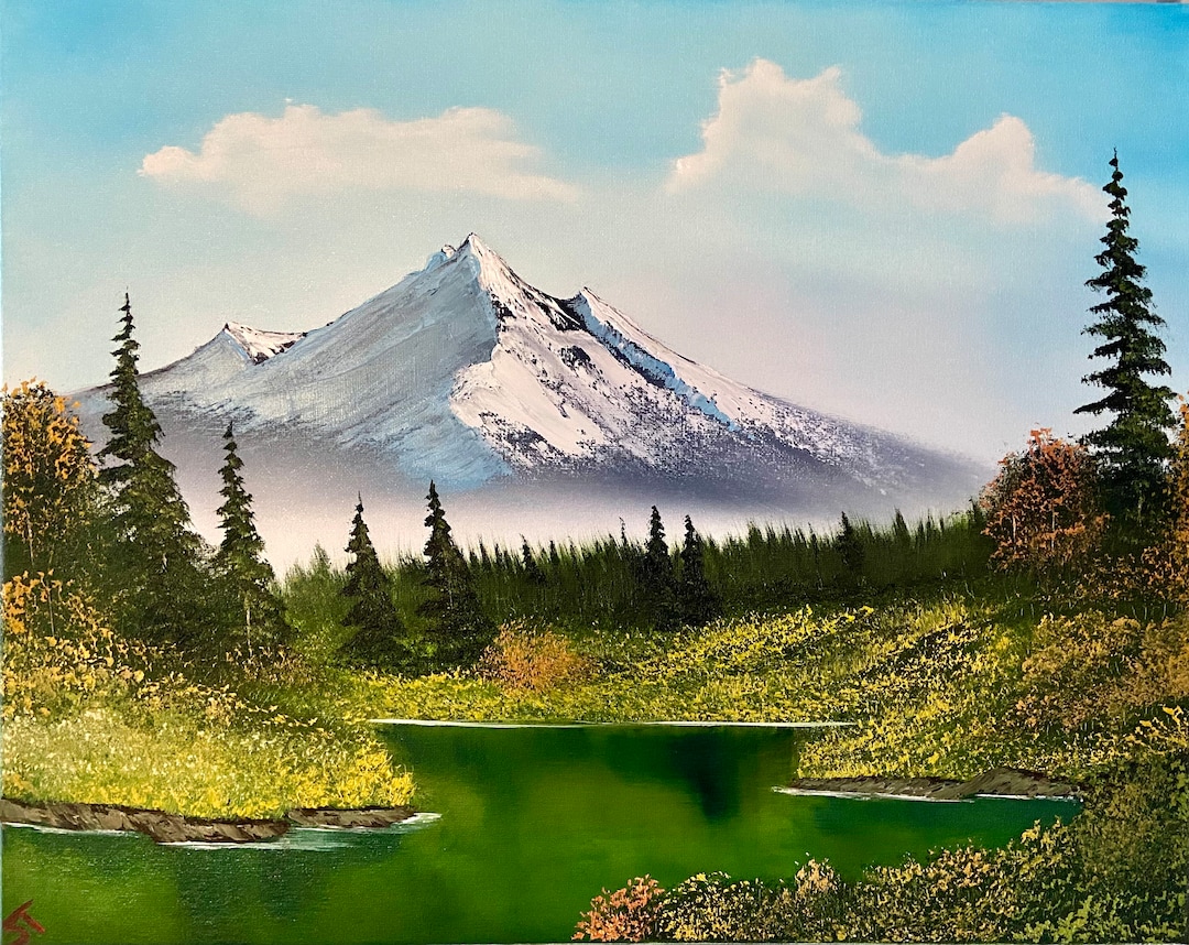 Meadow Lake, Bob Ross Style Painting, Oil Painting, Art, Decor, Living ...