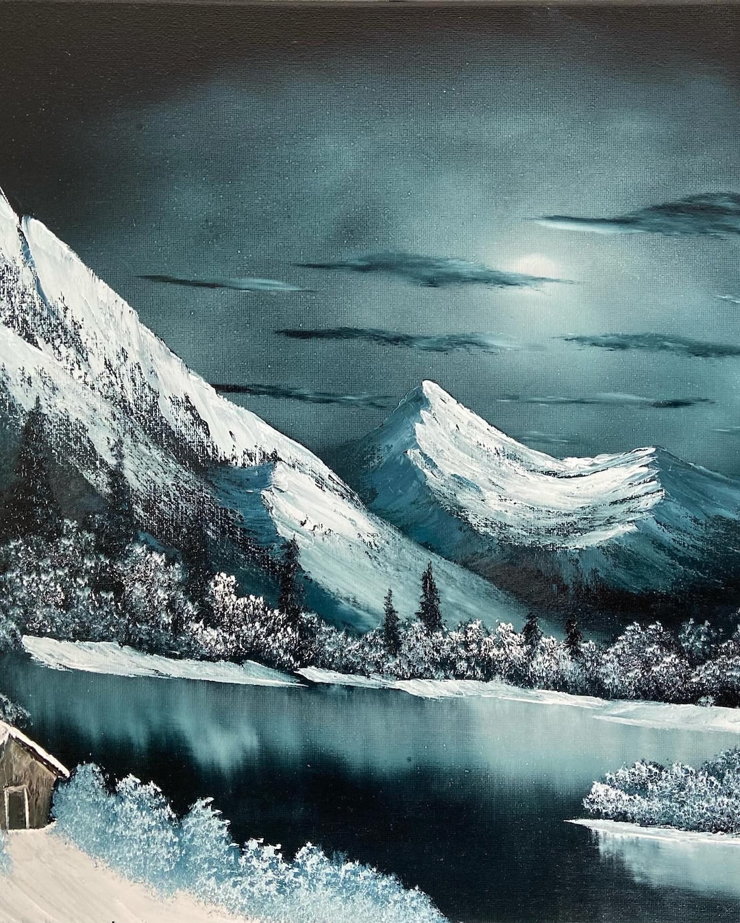 Bob Ross Painting, My Version of Winter Moon Season 1 Episode 6. My ...