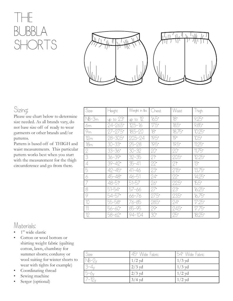 Bubbla Shorts PDF Sewing Pattern, NB-12Y, Girl Shorts Pattern, Child ...