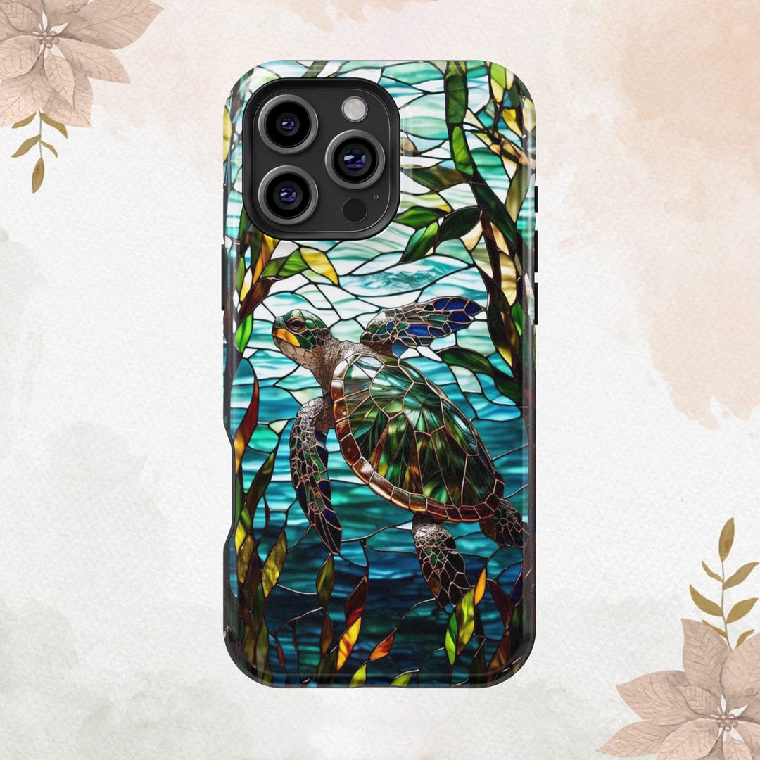 Glass Sea Turtle Themed Phone Case | iPhone 16 15 14 13 12 11 8 7 Plus ...