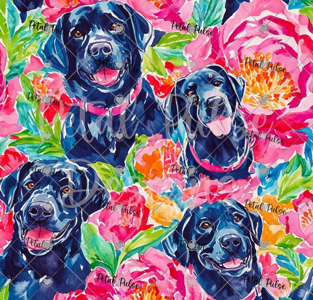 Preppy Golden Retriever Dog Seamless Pattern/ Summer Floral Seamless ...