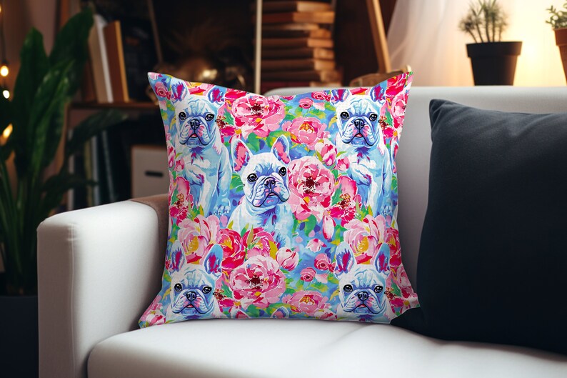 Preppy French Bulldog Seamless Pattern/ Frenchie Floral Seamless File ...