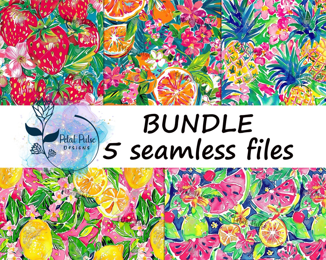 Preppy Fruit Seamless Digital Bundle/ Pineapple Strawberry Lemon Orange ...