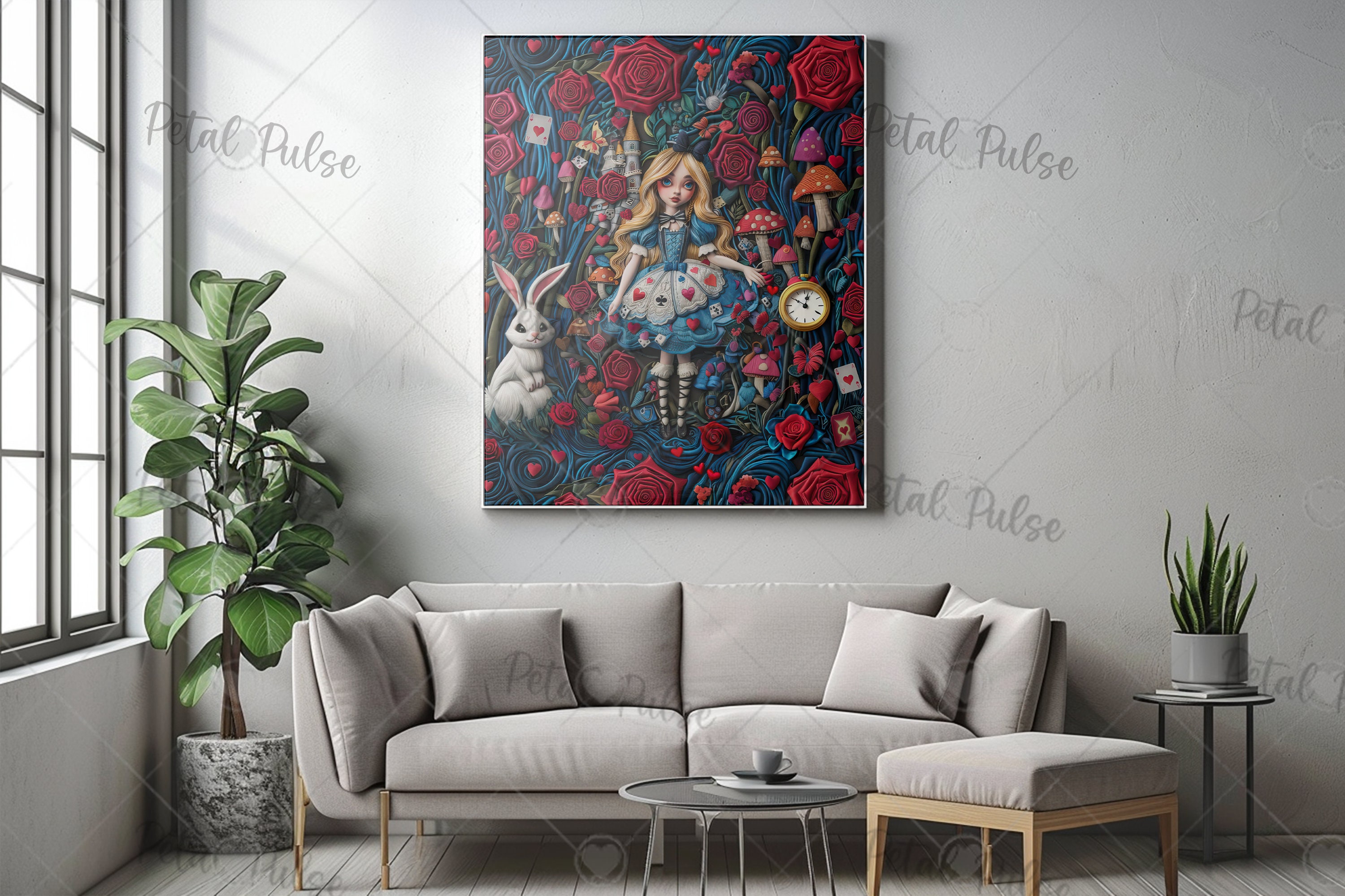 Alice in Wonderland Faux Embroidery Seamless/ Floral Magical Princess ...