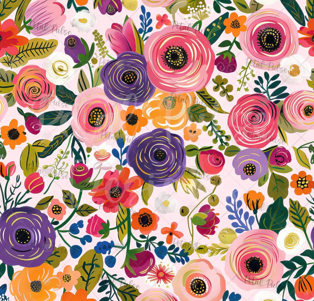 Watercolor Floral Seamless Pattern/ Spring Summer Rose Floral Seamless ...