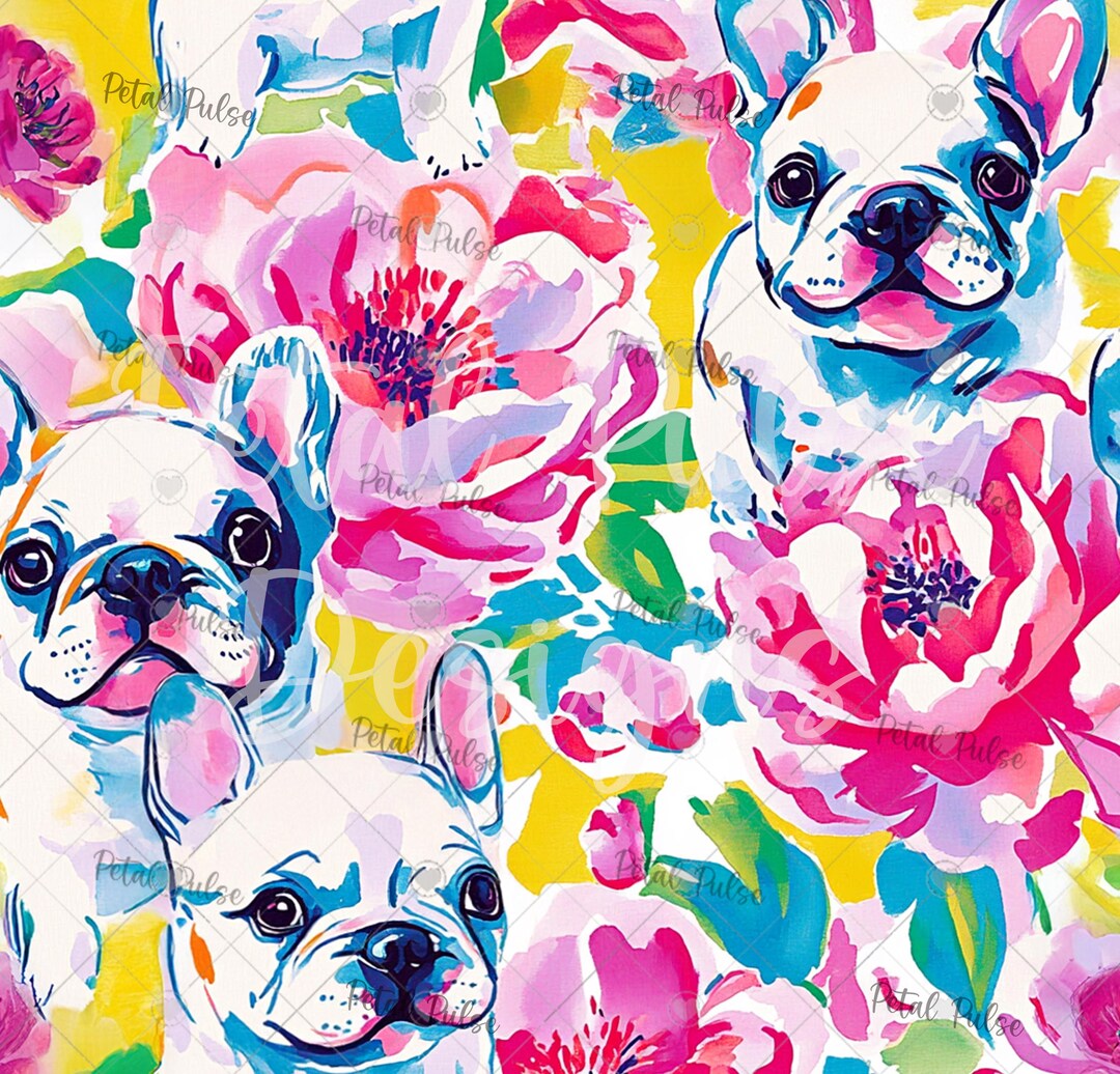 Preppy French Bulldog Dog Seamless Pattern Repeating File Fabric ...