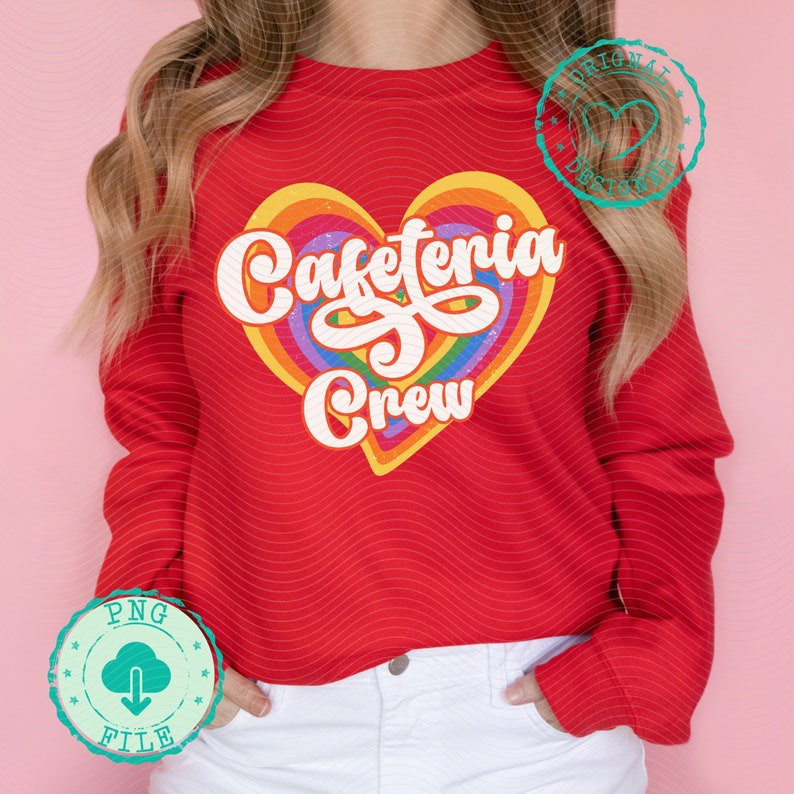 Rainbow Cafeteria Crew PNG, Retro Heart Design, Vintage 70s Style ...