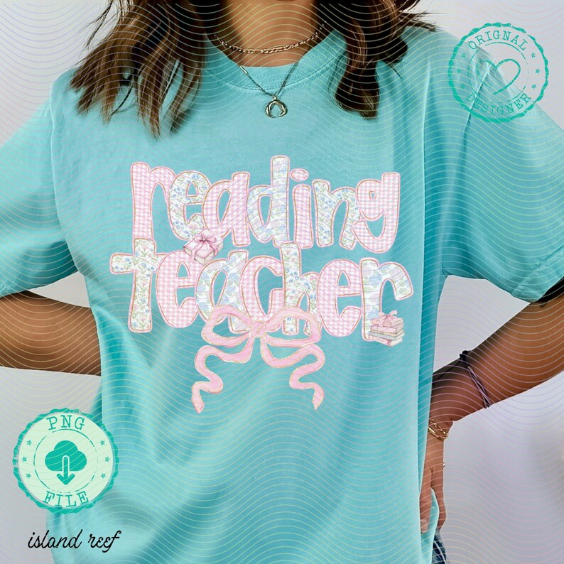 Preppy Reading Teacher Png Back to School PNG Bundle Grandmillenial ...