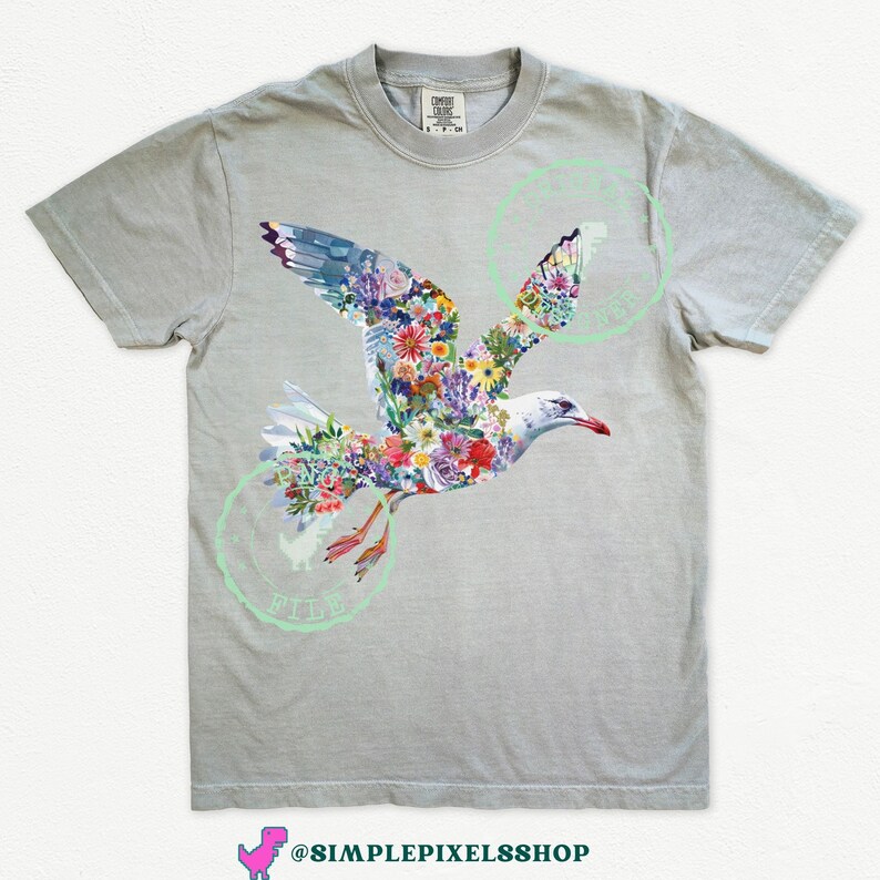 Floral Mosaic Seagull PNG Bundle - Vibrant Sea Bird Digital Art ...