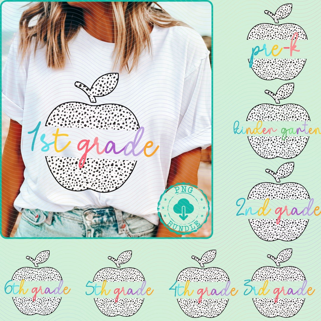 Retro Apple Teacher Png, Teacher Shirt Png Bundle, Back to School ...