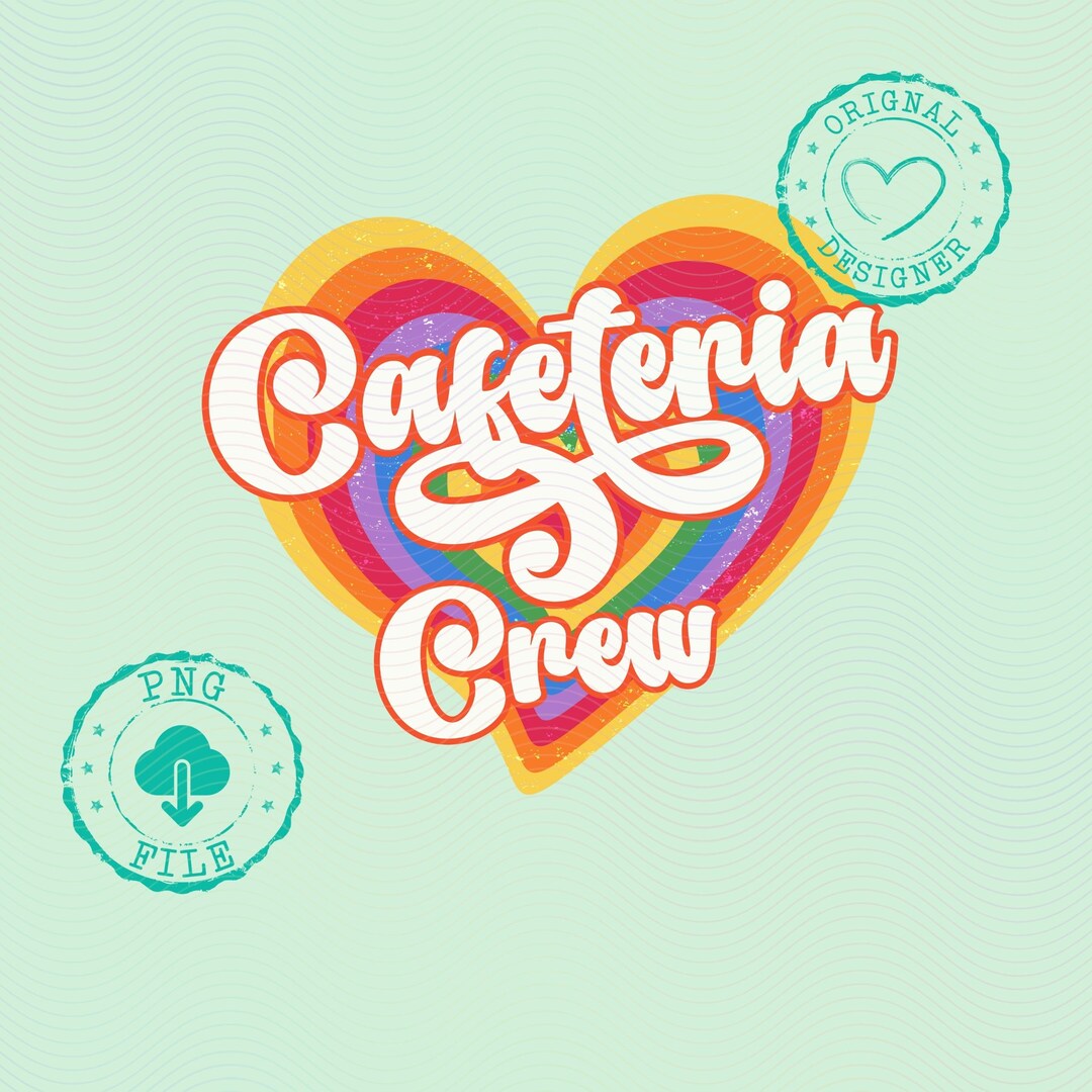 Rainbow Cafeteria Crew PNG, Retro Heart Design, Vintage 70s Style ...