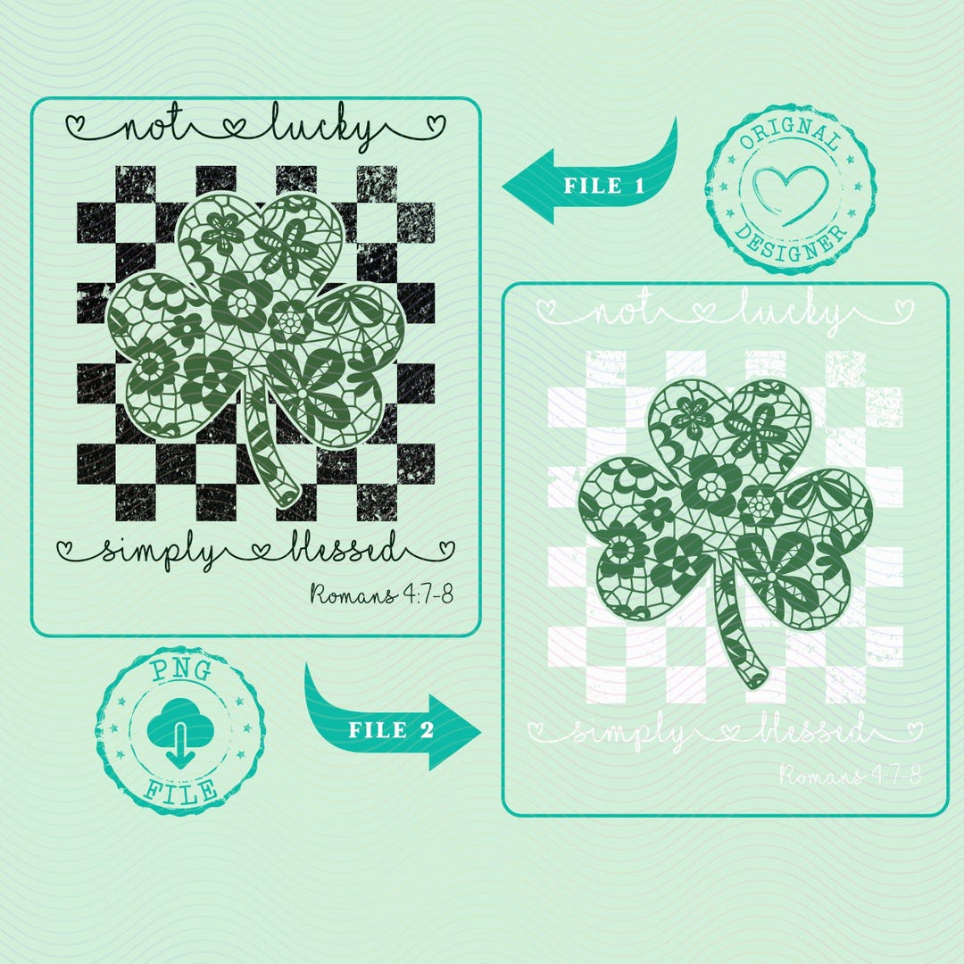 Not Lucky Simply Blessed Png Lace Clover PNG, Coquette St. Patrick's ...